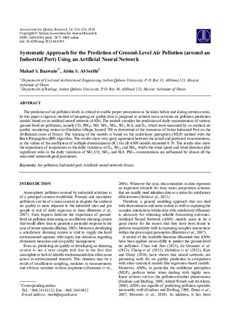 Pdf Systematic Approach For The Prediction Of Ground Level Air Pollution Around An Industrial