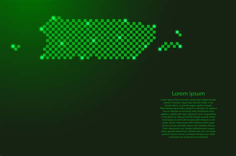 푸에르토리코 지도는 미래 지향적인 녹색 체크 무늬 사각형 격자 패턴과 배너 포스터 인사말 카드에 빛나는 별을 제공합니다 0명에 대한 스톡 벡터 아트 및 기타 이미지 Istock