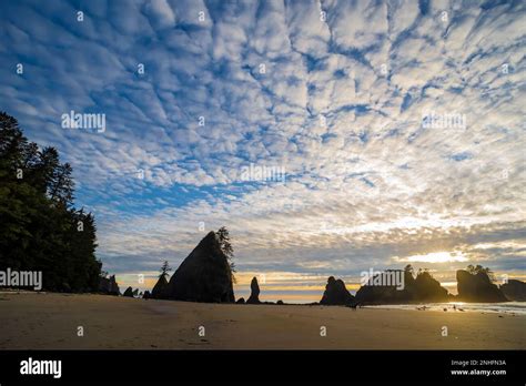 Dramatic Clouds At Sunset Over Point Of Arches And Shi Shi Beach In