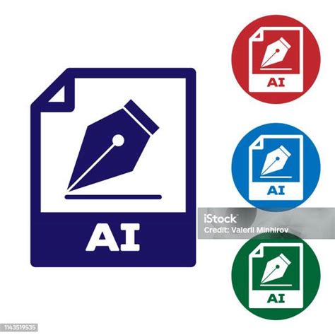 藍色 Ai 檔文檔圖示下載在白色背景上隔離的 Ai 按鈕圖示ai 檔符號在圓形按鈕中設置顏色圖示向量插圖向量圖形及更多互聯網圖片 Istock