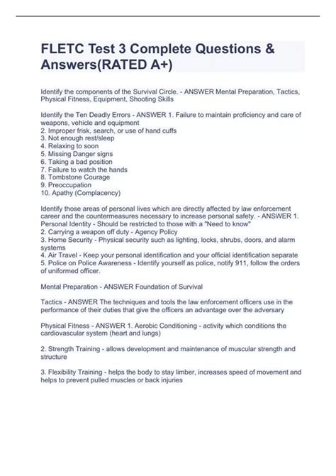 FLETC Test 3 Complete Questions Answers RATED A FLETC Stuvia US
