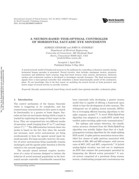 neuron based time optimal controller of horizontal saccadic eye