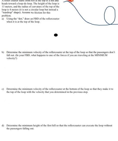 Solved Heads Toward A Loop De Loop The Height Of The Loop