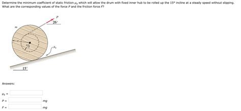 Solved Determine The Minimum Coefficient Of Static Friction