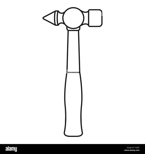 Hammer Line Icon Isolated On White Background Outline Thin Equipment