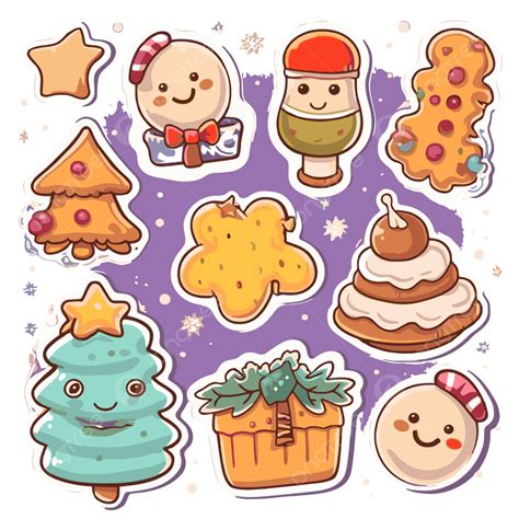 축제 만화 일러스트 쿠키 스티커 세트 벡터 일러스트 클립 아트 크리스마스 이미지 상표 Png 일러스트 및 벡터 에 대한 무료 다운로드 Pngtree