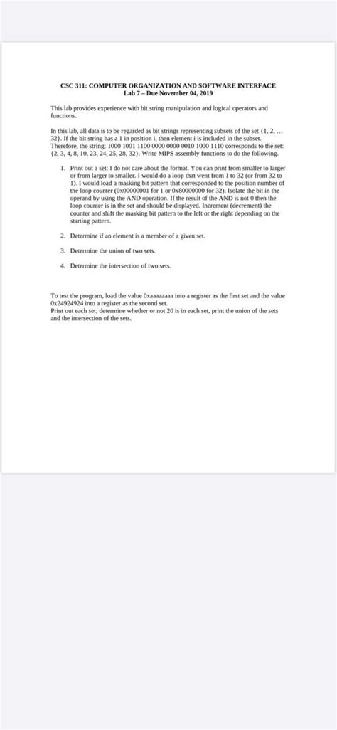 Csc 311 Computer Organization And Software Interface
