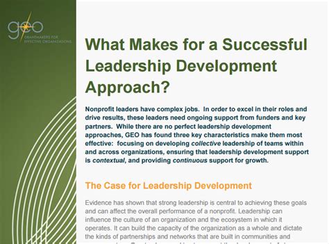 What Makes For A Successful Leadership Development Approach Geo