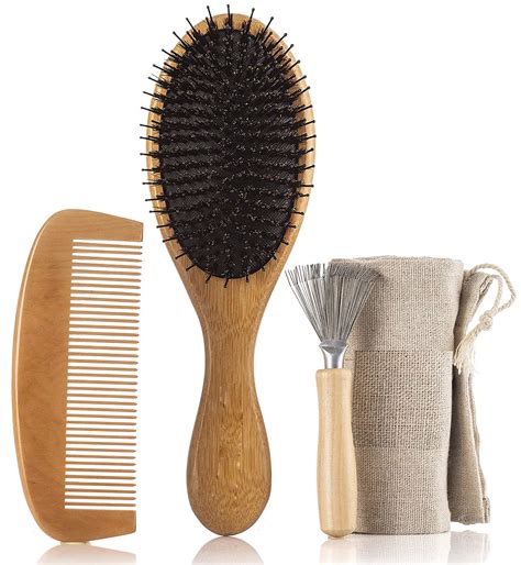 ბამბუკის ხის სავარცხელი Bamboo Brush Wooden Comb Velvet Ge