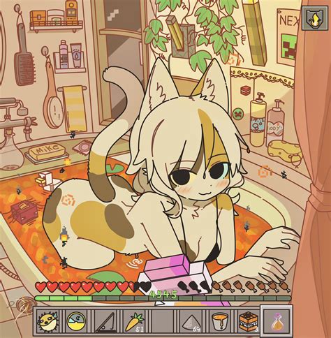 Rule 34 1girls Bathroom Bathtub Cat Minecraft Catgirl Condom
