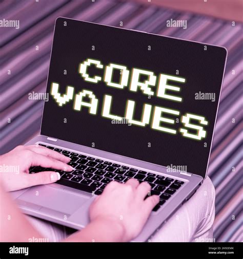 Writing Displaying Text Core Values Business Idea Principles Which Guide And Determine What Is