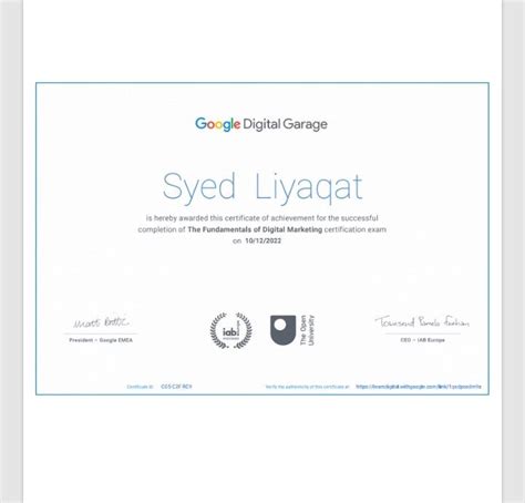 𝗦𝘆𝗲𝗱 𝗹𝗶𝘆𝗮𝗾𝗮𝘁 𝘀𝗮𝗿𝗲𝗲𝗿 On Linkedin My Fundamental Of Digital Marketing Certificate