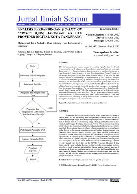 Pdf Analisis Perbandingan Quality Of Service Qos Jaringan 4g Lte Provider Digital Kota Tangerang