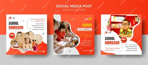 입학 오픈 소셜 미디어 포스트 인스 타 그램 템플릿 및 교육 배너 입학 배너 프리미엄 벡터