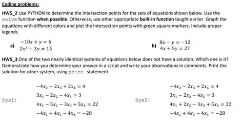 Solved Hw Use Python To Determine The Intersection Points Chegg Com