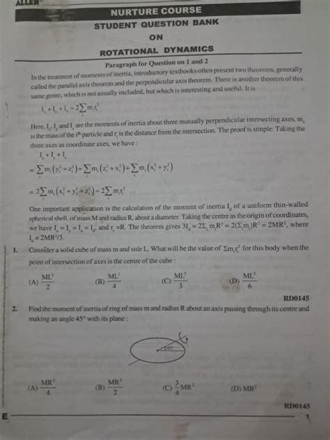 Rotation Question Bank Pdf Rotation Around A Fixed Axis Rotation