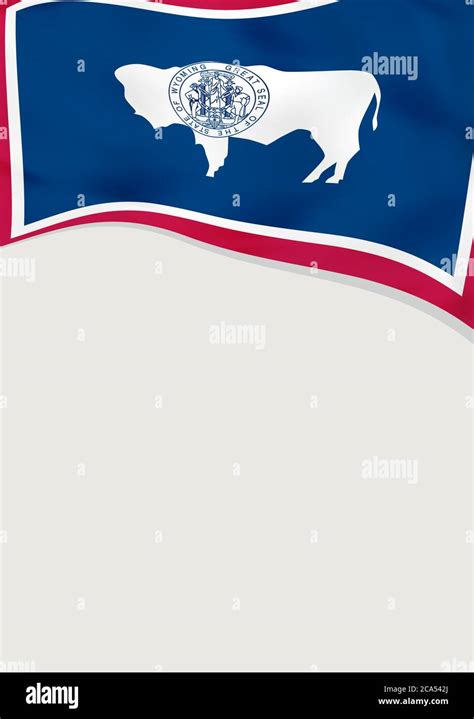 Leaflet Design With Flag Of Wyoming Us Vector Template Stock Vector