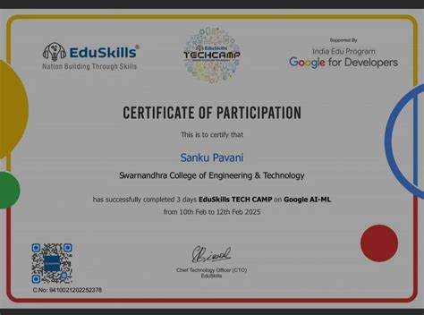 Ai Machinelearning Techcamp Eduskills Skillsindia Pavani Sanku