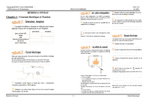 Remise à Niveau L1 Spi Exercices Énergie Docsity
