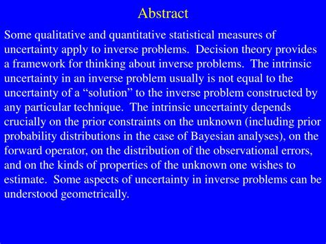 PPT Quantifying Uncertainty In Inverse Problems PowerPoint Presentation ID