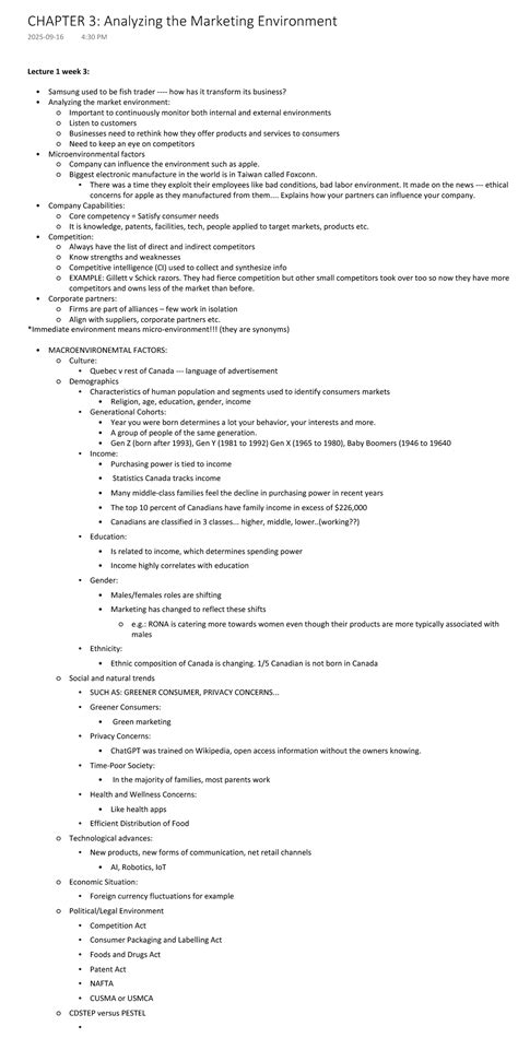 Chapter 3 Analyzing The Marketing Environment Week 3 Lecture Studocu