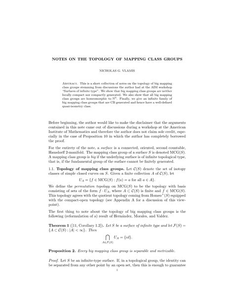 notes on the topology of mapping class groups before docslib