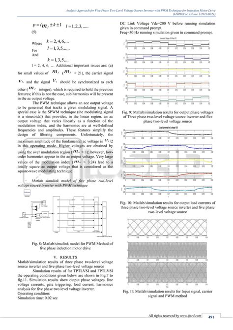 Analysis Approach For Five Phase Two Level Voltage Source Inverter With Pwm Technique For