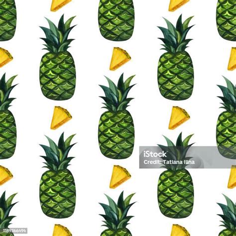 파인애플 손으로 장식 배경을 그리는 수채화 원활한 꽃 패턴 민족 원활한 패턴 장식 섬유 천 벽지 스크랩북 인쇄 과일에 대한 스톡 벡터 아트 및 기타 이미지 Istock