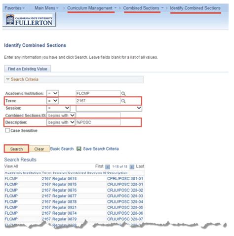 How To Combine Sections CSUF Scheduling Office