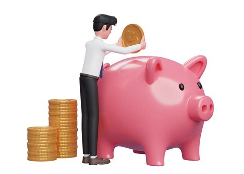 El Hombre De Negocios Guarda Cuidadosamente Las Monedas De Oro En Una Alcancía Rosa