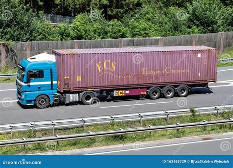 Truck With Ecs Container Editorial Stock Image Image Of Commercial 163463729