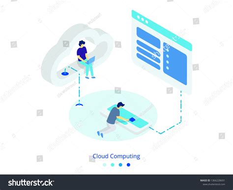 Illustration Cloud Computing Concept Man Using Stock Vector Royalty Free 1366228691 Shutterstock