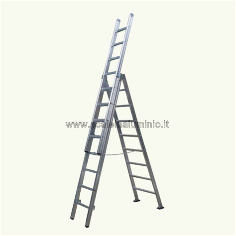 Scala In Alluminio Componibile Professionale 3 Rampe 10 Gradini