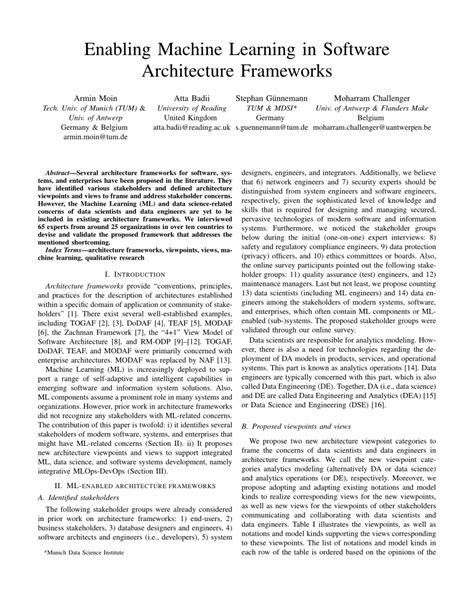 Pdf Enabling Machine Learning In Software Architecture Frameworks