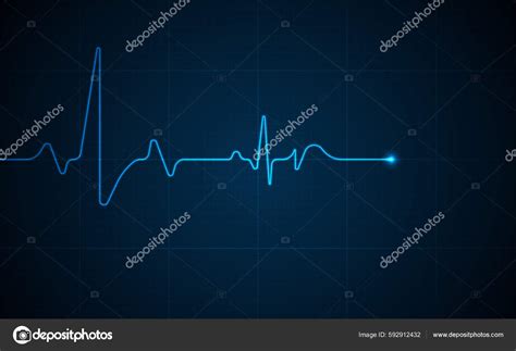 Emergency Ekg Monitoring Blue Glowing Neon Heart Pulse Heart Beat Stock