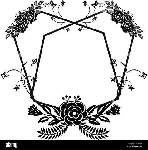 Template Of Flowers Frame Design For Card Isolated On A White Backdrop Vector Illustration