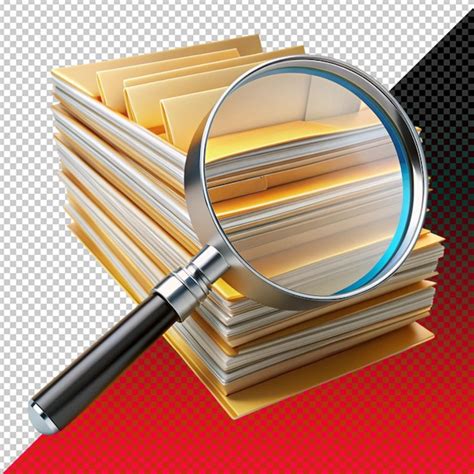 Magnifying Glass Searching Documents On Transperent Background Premium Ai Generated Psd