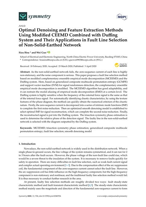 pdf optimal denoising and feature extraction methods using modified ceemd combined with