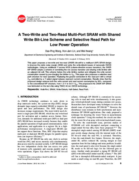 Pdf A Two Write And Two Read Multi Port Sram With Shared Write Bit