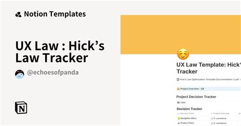 Ux Law Hicks Law Tracker Template By Echoes Of Panda🐼 Notion Marketplace