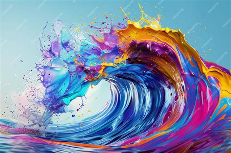 Colorful Ocean Wave Abstract Design A Close Up Of A Colorful Wave In The Ocean A Close Up View