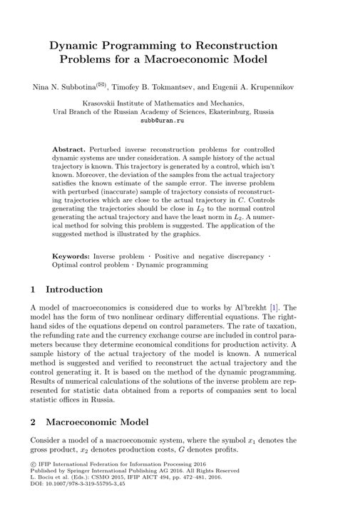 pdf dynamic programming to reconstruction problems for a
