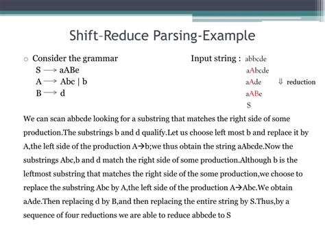 ppt bottom up parsing and shift reduce parsing in compiler design