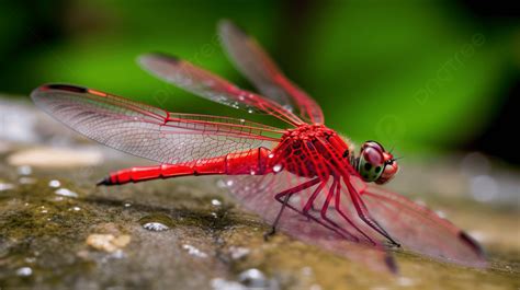 비가 날개를 쥐고 바위 옆에 앉아 있는 고추잠자리 붉은 잠자리 고화질 사진 사진 곤충 배경 일러스트 및 사진 무료 다운로드 Pngtree