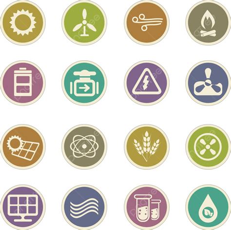 Fuel And Power Generation Icons Chemistry Oxidation Solar Cell Vector