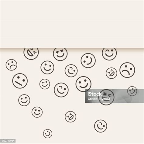 떨어지는 스마일 다른 감정 스마일와 장식 종이 배경 텍스트에 대 한 장소입니다 벡터 일러스트 레이 션 개념에 대한 스톡 벡터
