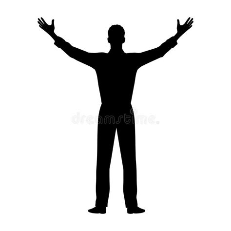 Silhouette Of A Man With Wide Open Arms With Palm Extended Stock Vector Illustration Of Icon