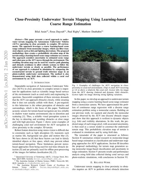 Close Proximity Underwater Terrain Mapping Using Learning Based Coarse Range Estimation Deepai