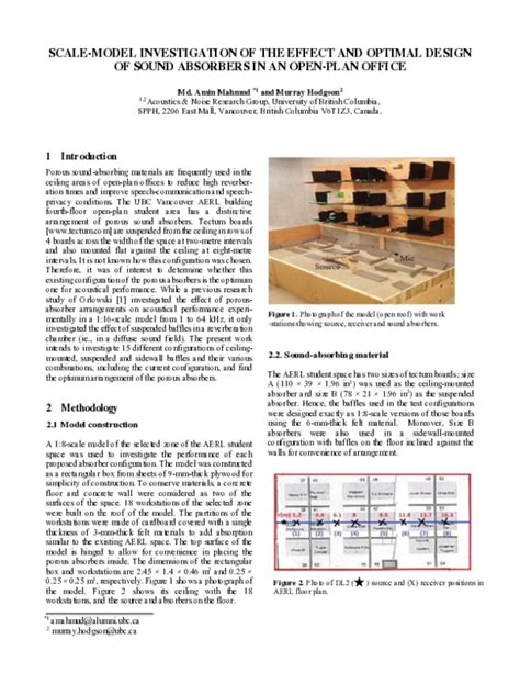 Pdf Scale Model Investigation Of The Effect And Optimal Design Of Sound Absorbers In An Open