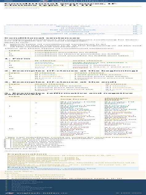 Conditional Sentences If Clauses Type I Ii Iii Pdf Clause Sentence Linguistics